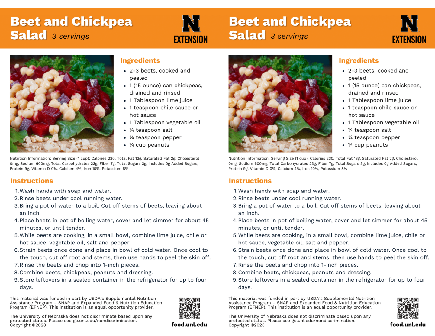 Handout - Beets - Beet and Chickpea Salad Recipes | UNL Food | Nebraska