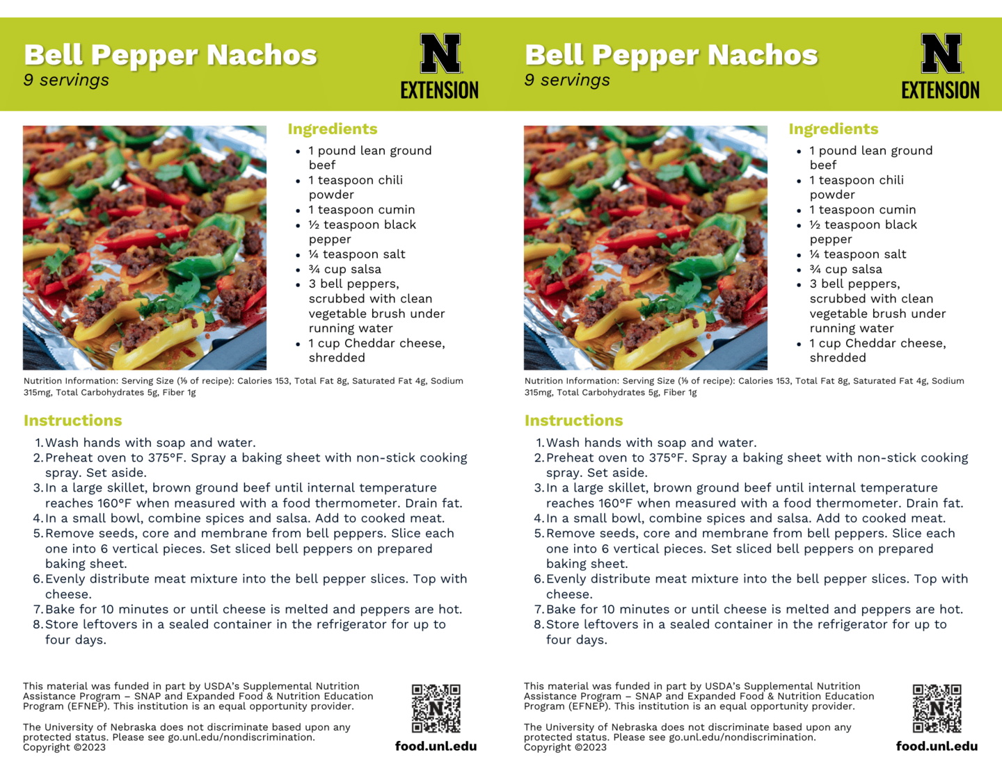 Handout - Bell Peppers - Bell Pepper Nachos Recipes | UNL Food | Nebraska