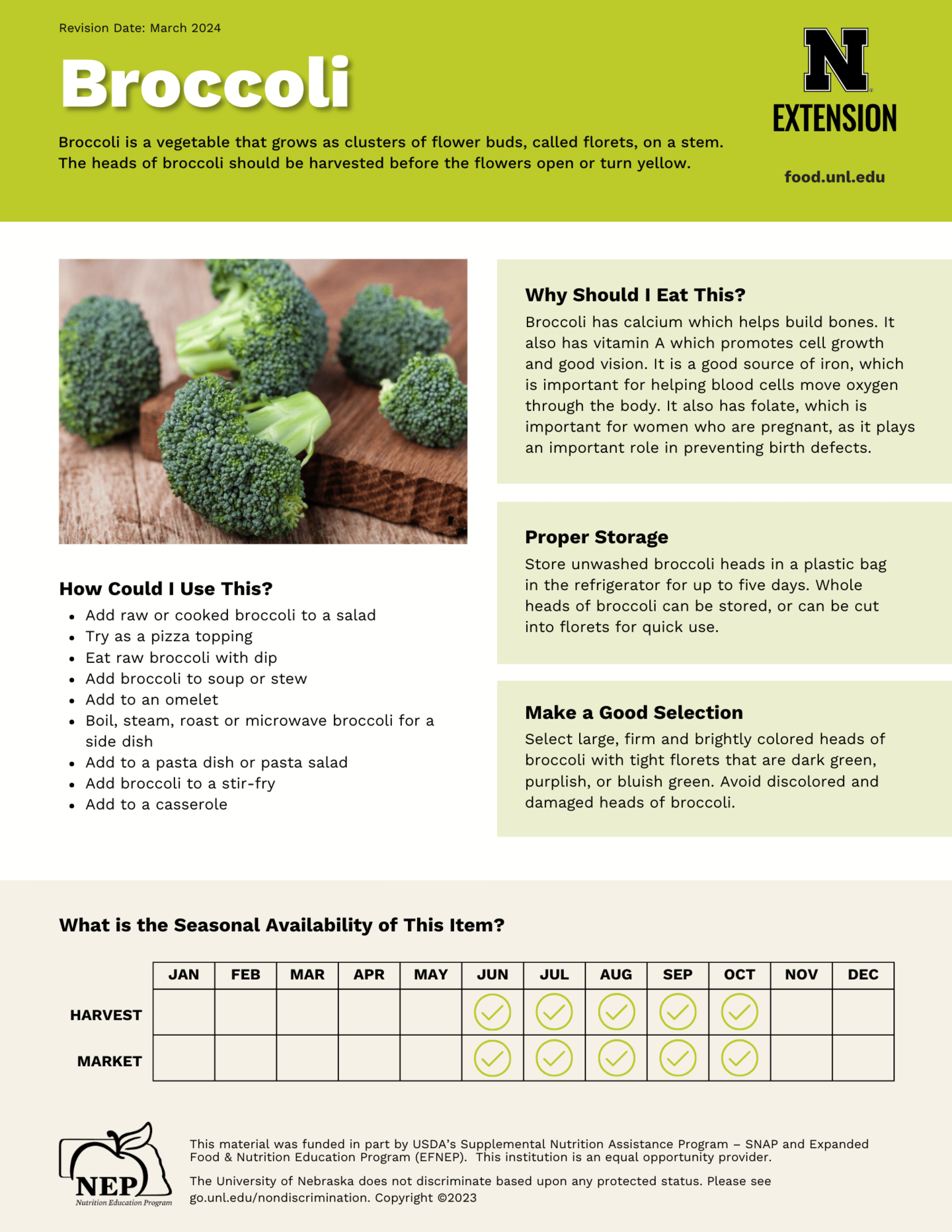 Handout - Broccoli | UNL Food | Nebraska