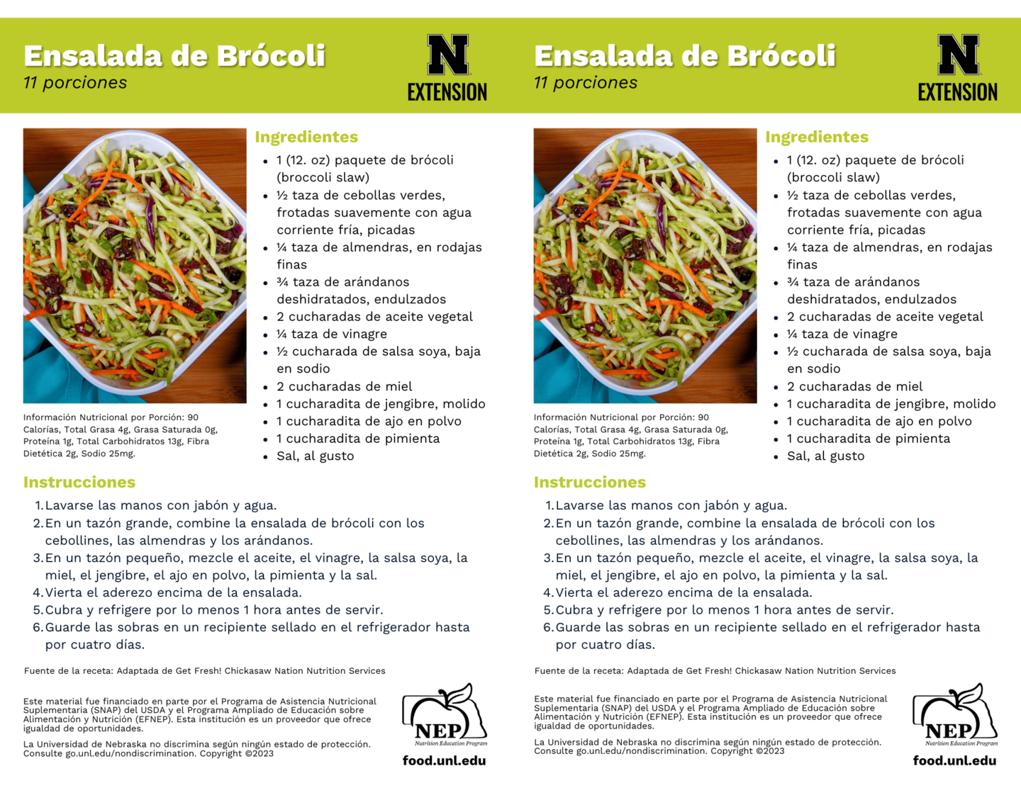 Handout - Broccoli - Spanish - Broccoli Slaw with Cranberries Recipes ...