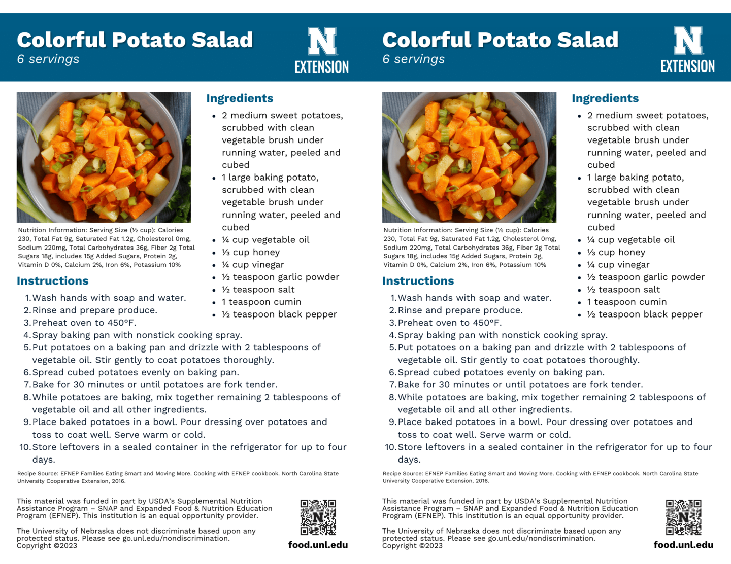 Handout - Sweet Potatoes - Colorful Potato Salad Recipes | UNL Food ...