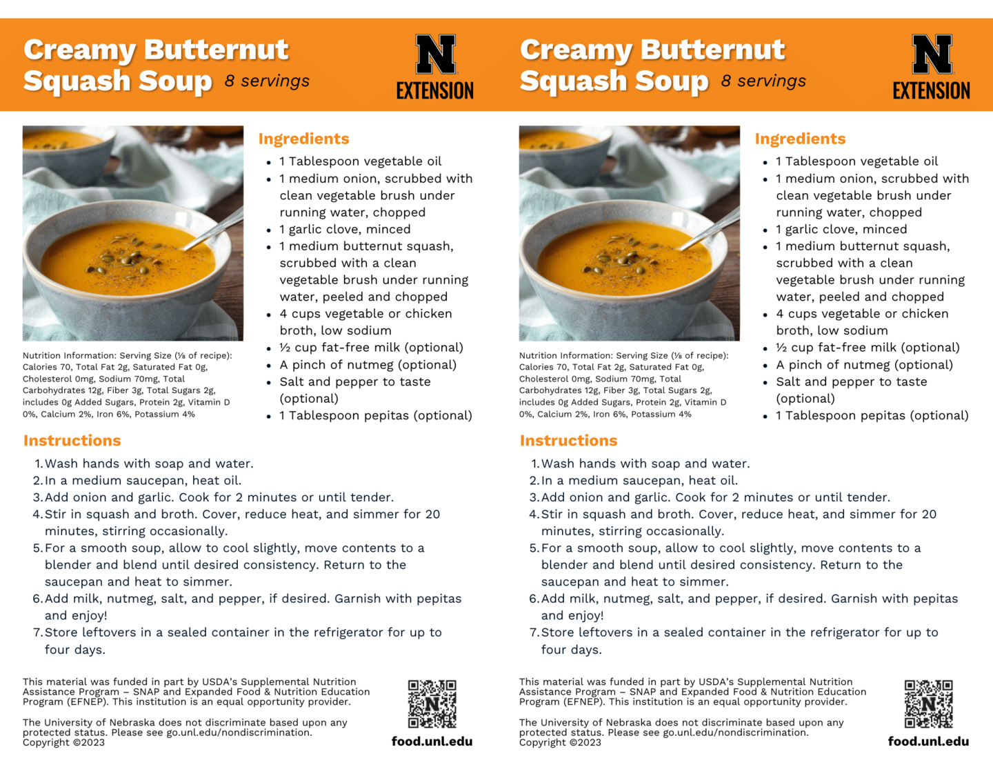Handout - Winter Squash - Creamy Butternut Squash Soup Recipes | UNL ...