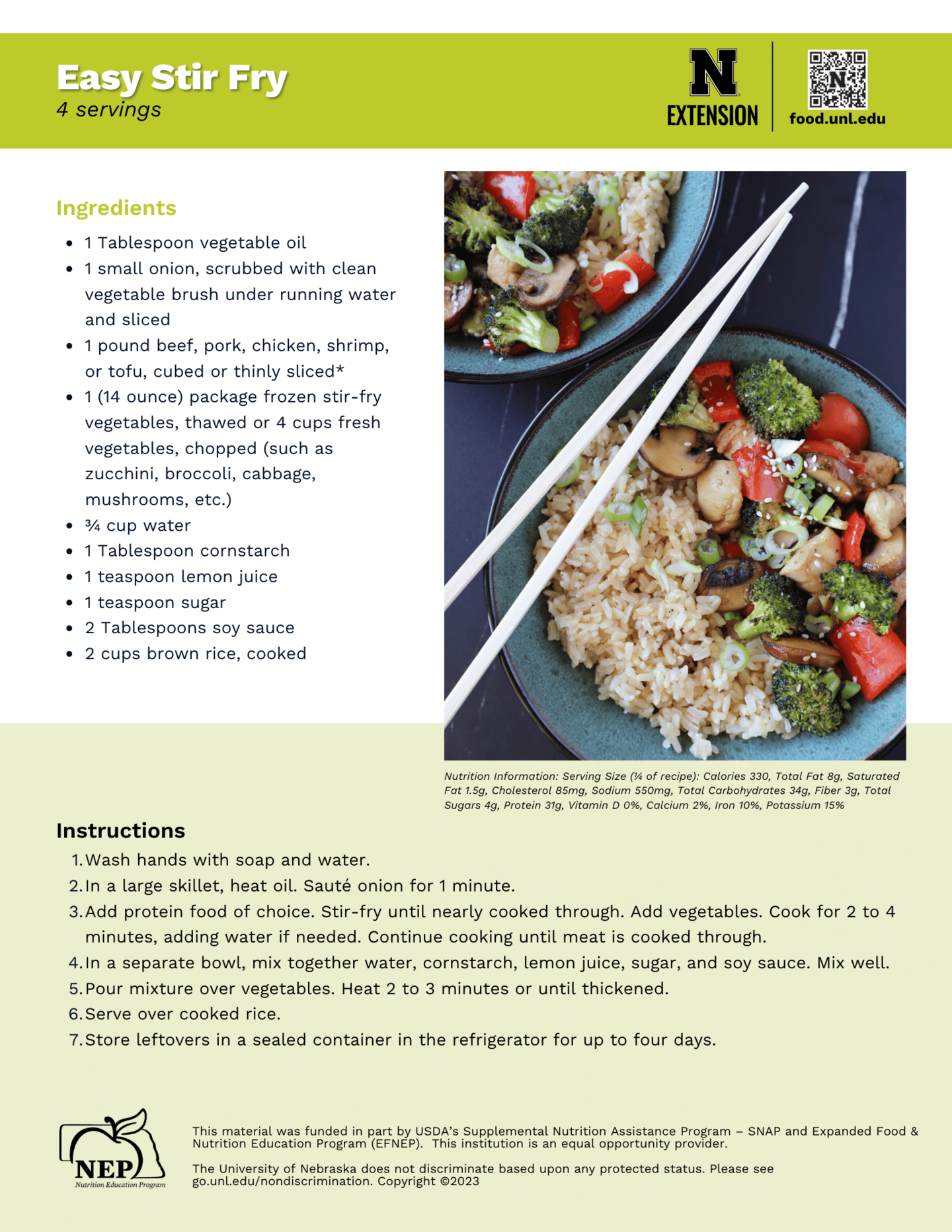 Handout - Broccoli - Easy Stir Fry Recipe | UNL Food | Nebraska