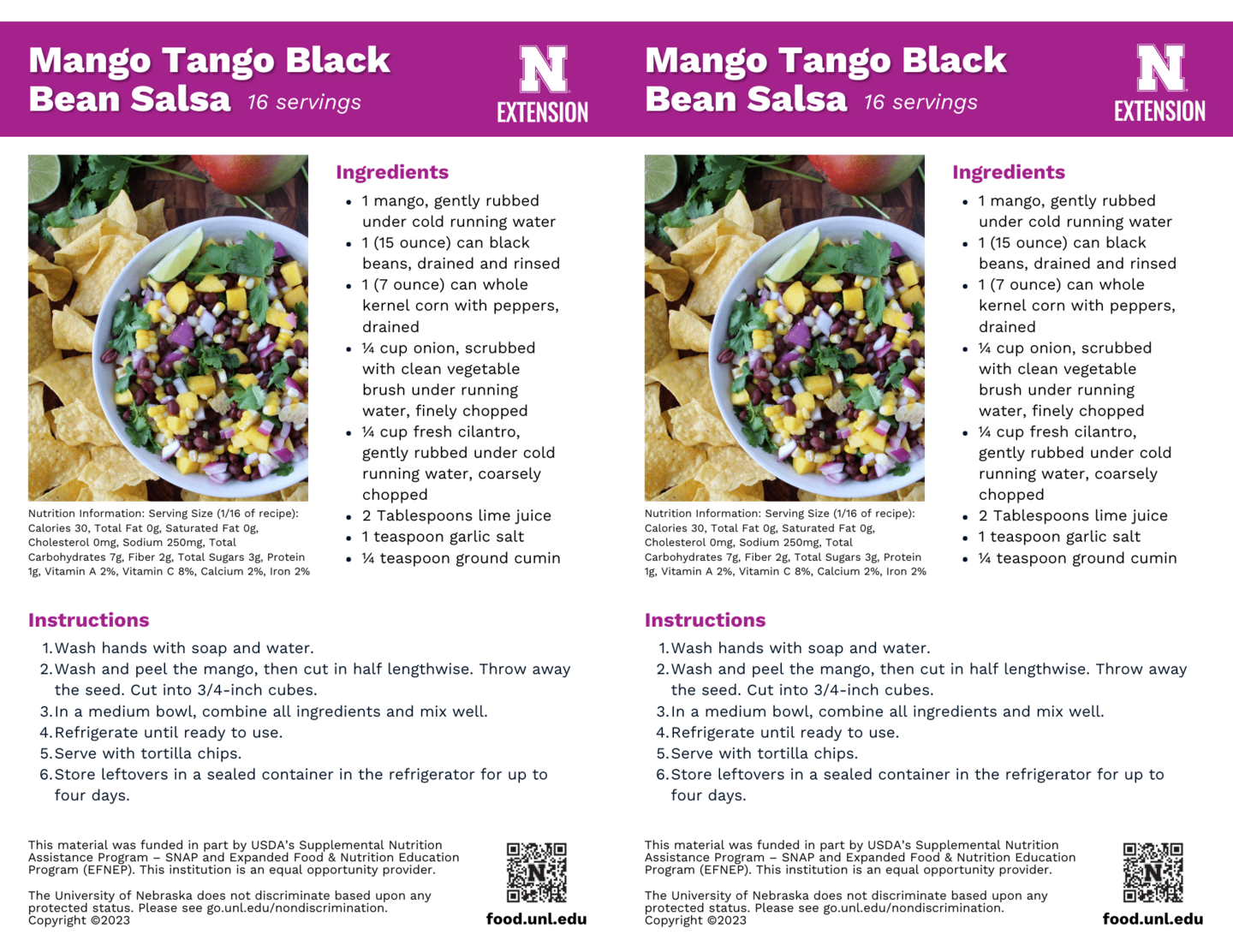 Handout - Fresh Herbs - Mango Tango Black Bean Salsa Recipes | UNL Food ...