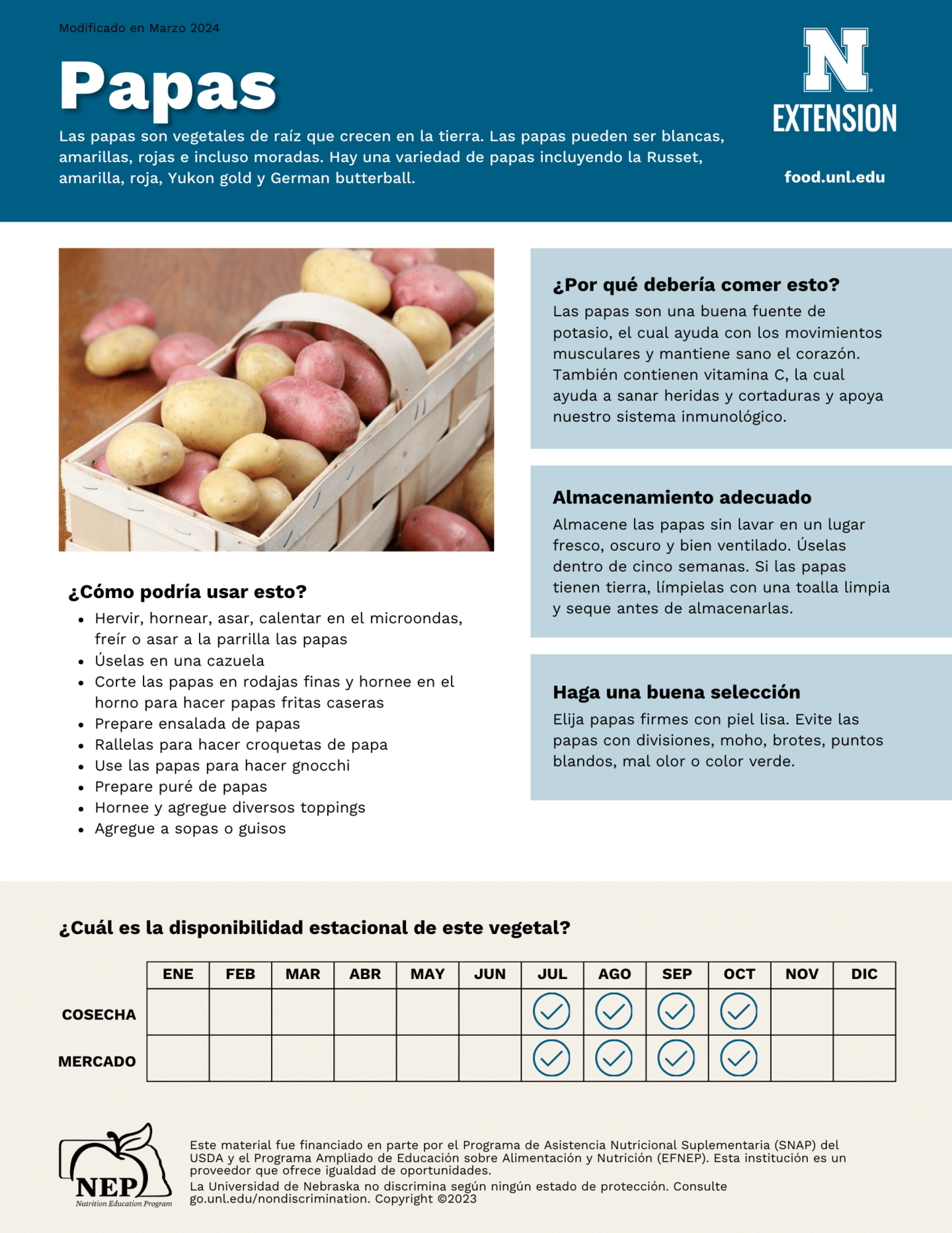 Handout - Potatoes - Spanish | UNL Food | Nebraska