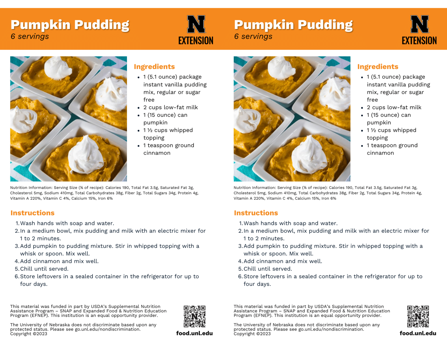 Handout - Winter Squash - Pumpkin Pudding Recipes | UNL Food | Nebraska