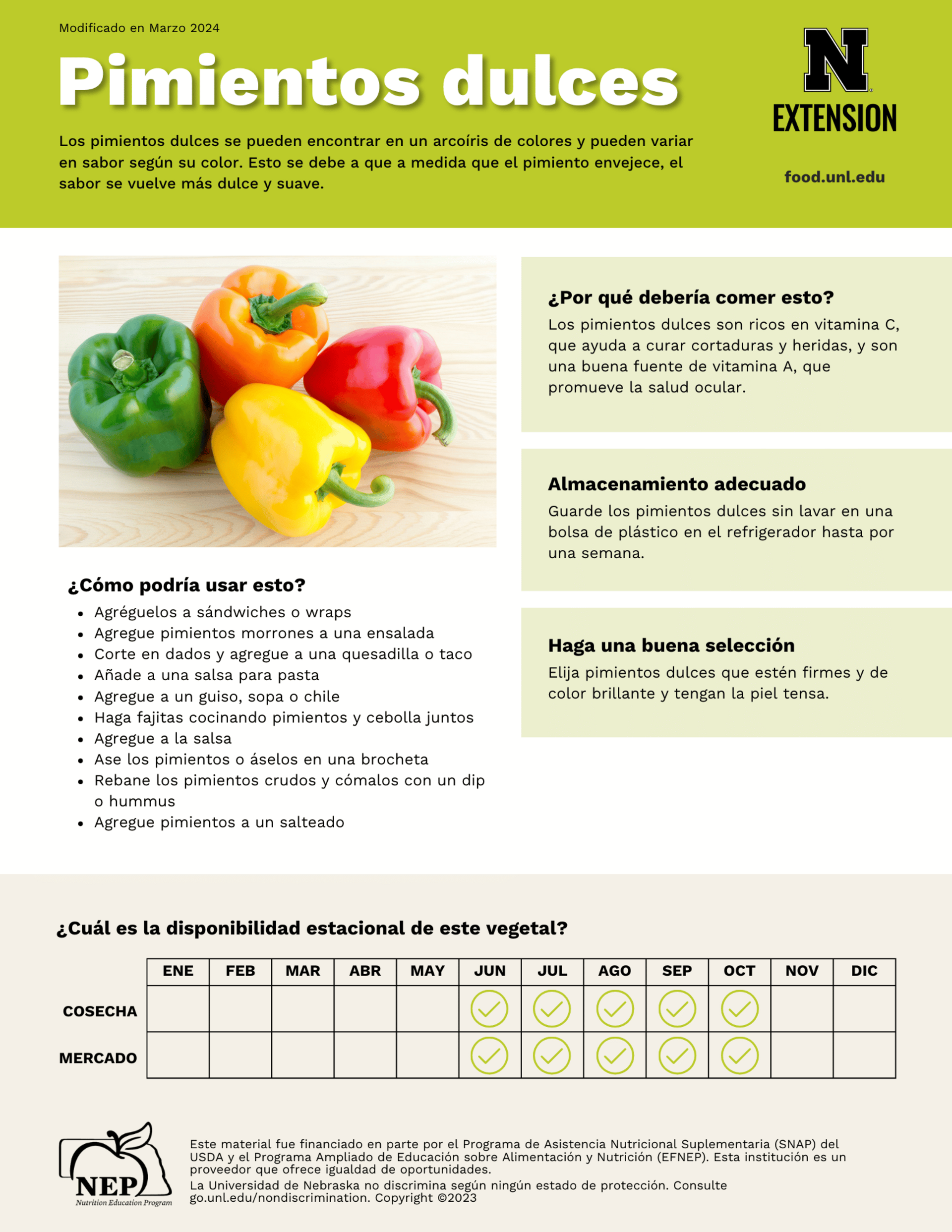 Handout - Bell Peppers - Spanish | UNL Food | Nebraska