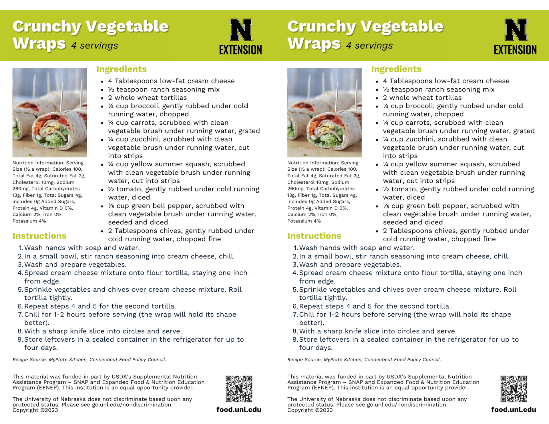 Handout - Bell Peppers - Crunchy Vegetable Wraps Recipes | UNL Food ...