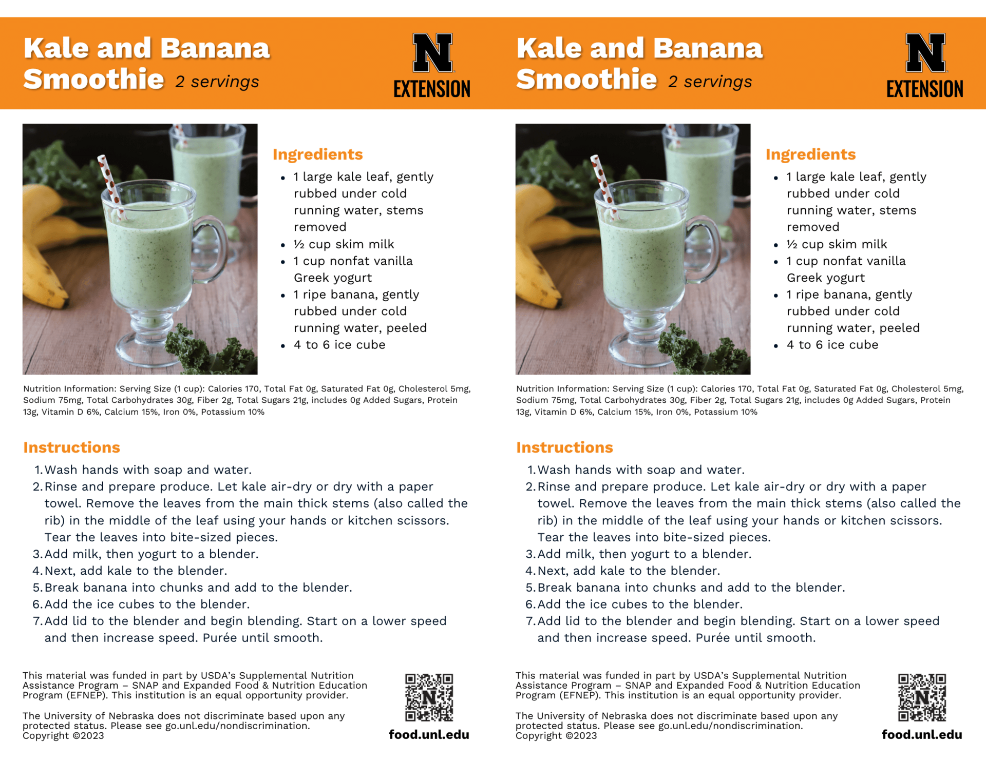 Handout - Kale - Kale and Banana Smoothie Recipes | UNL Food | Nebraska