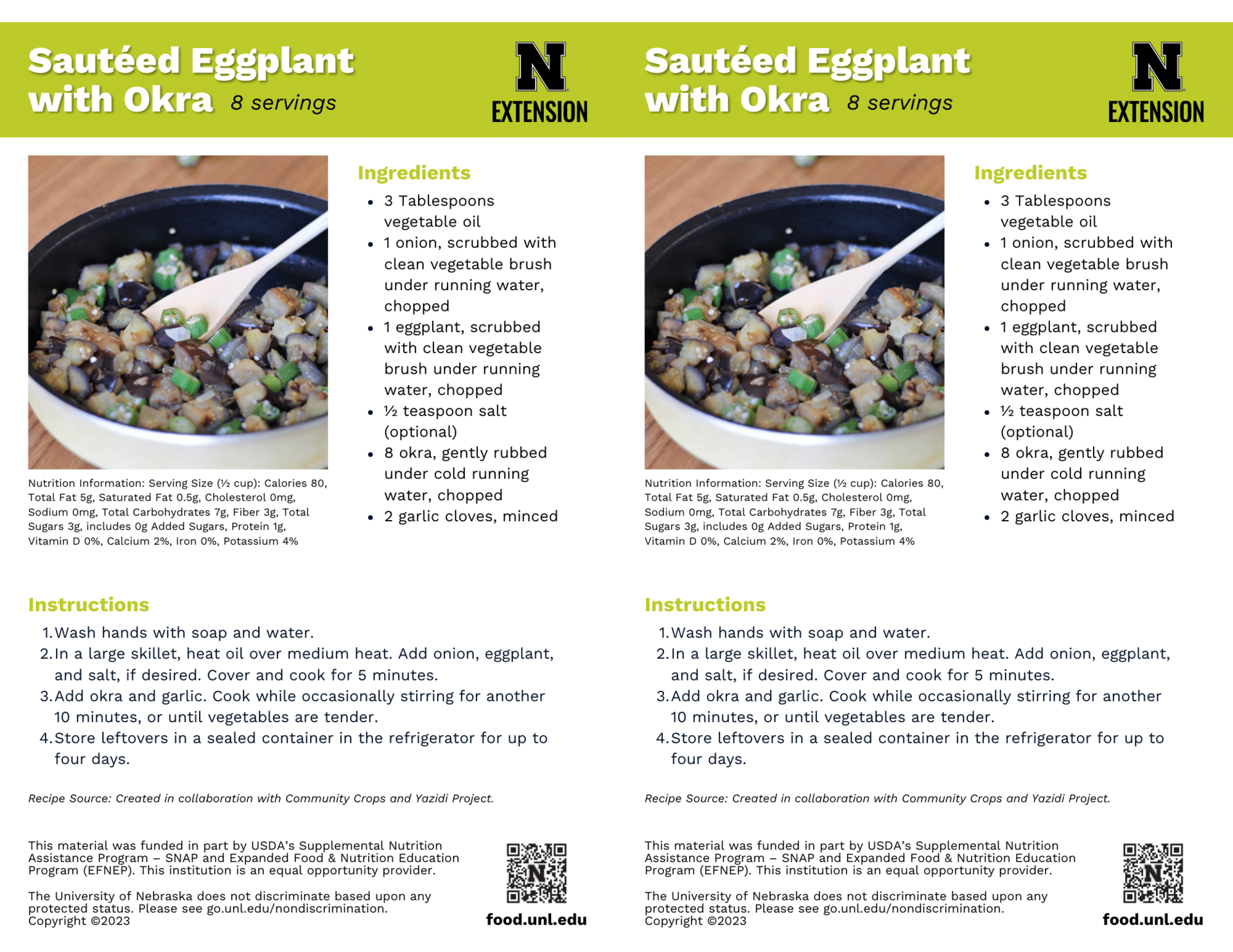Handout - Okra - Sautéed Eggplant with Okra Recipes | UNL Food | Nebraska
