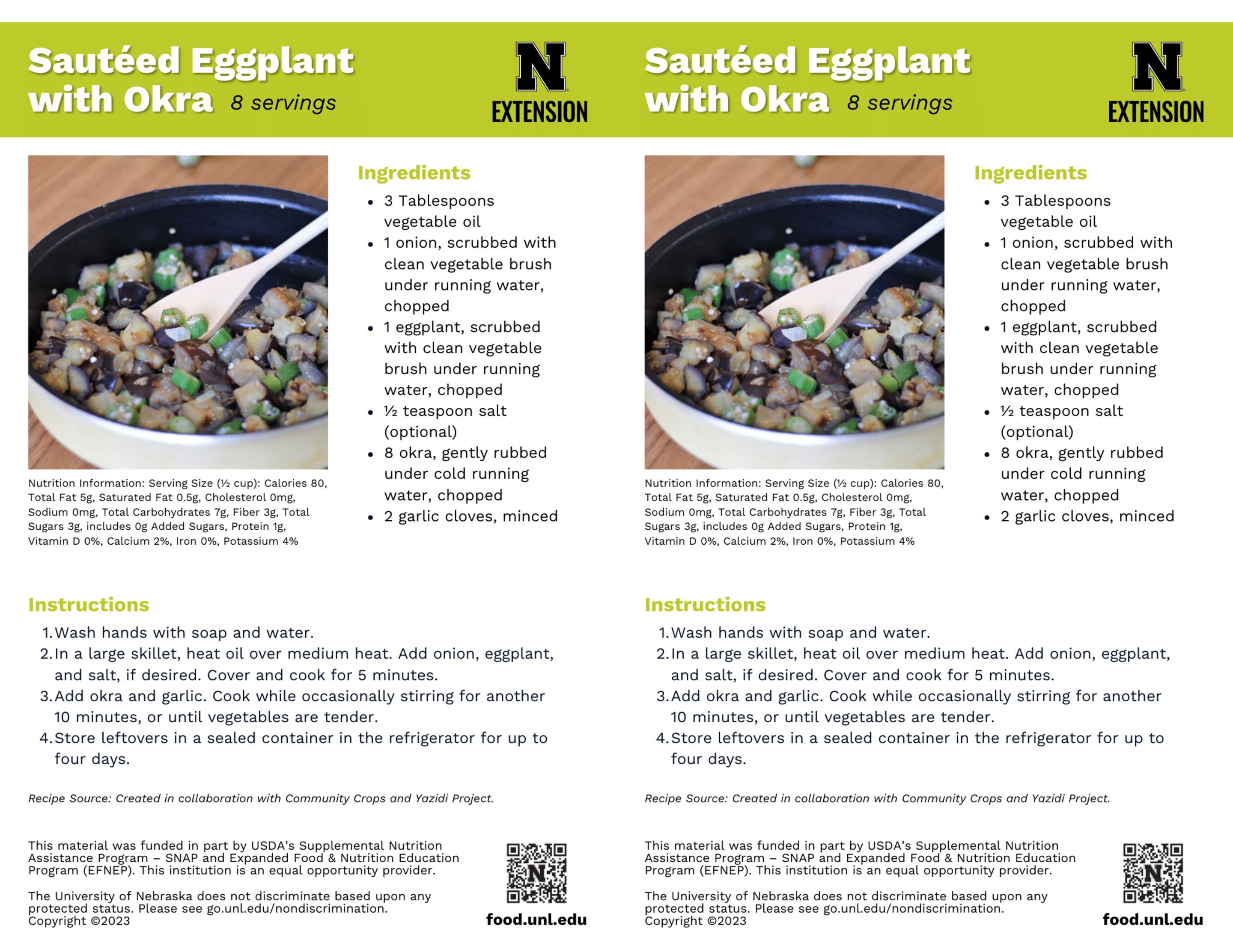 Handout - Okra - Sautéed Eggplant with Okra Recipes | UNL Food | Nebraska