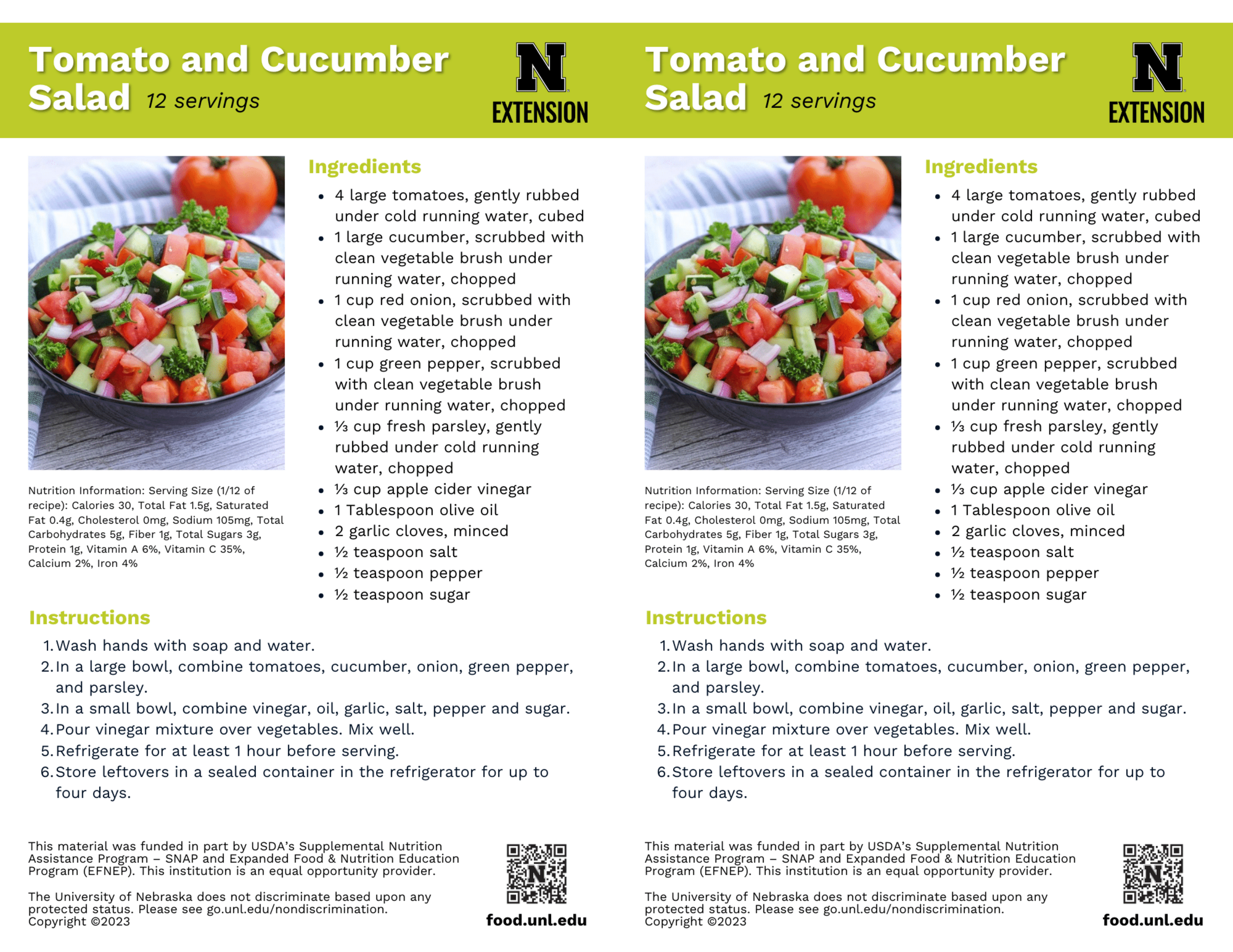 Handout - Tomatoes - Tomato and Cucumber Salad Recipes | UNL Food ...