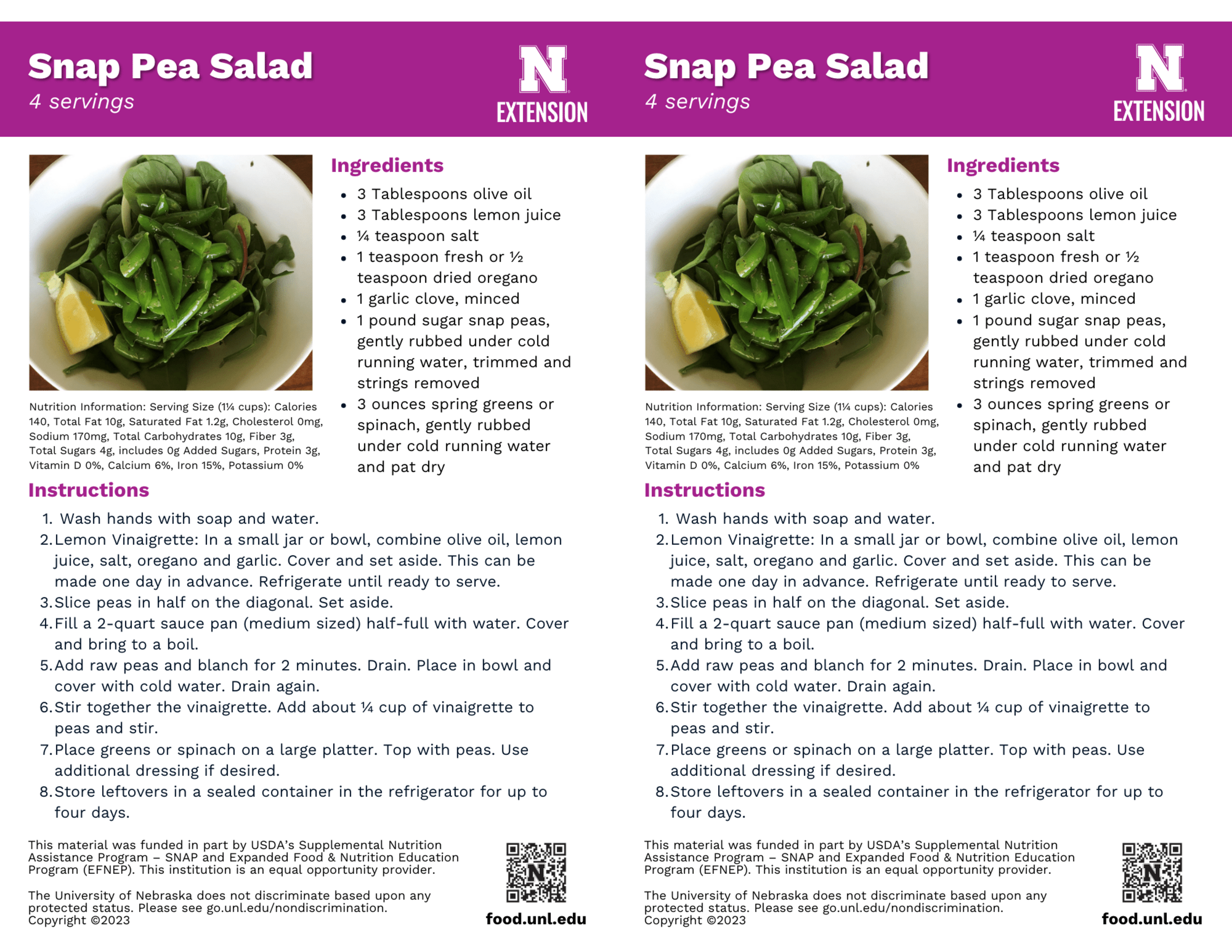 Handout - Snap Peas - Snap Pea Salad Recipes | UNL Food | Nebraska