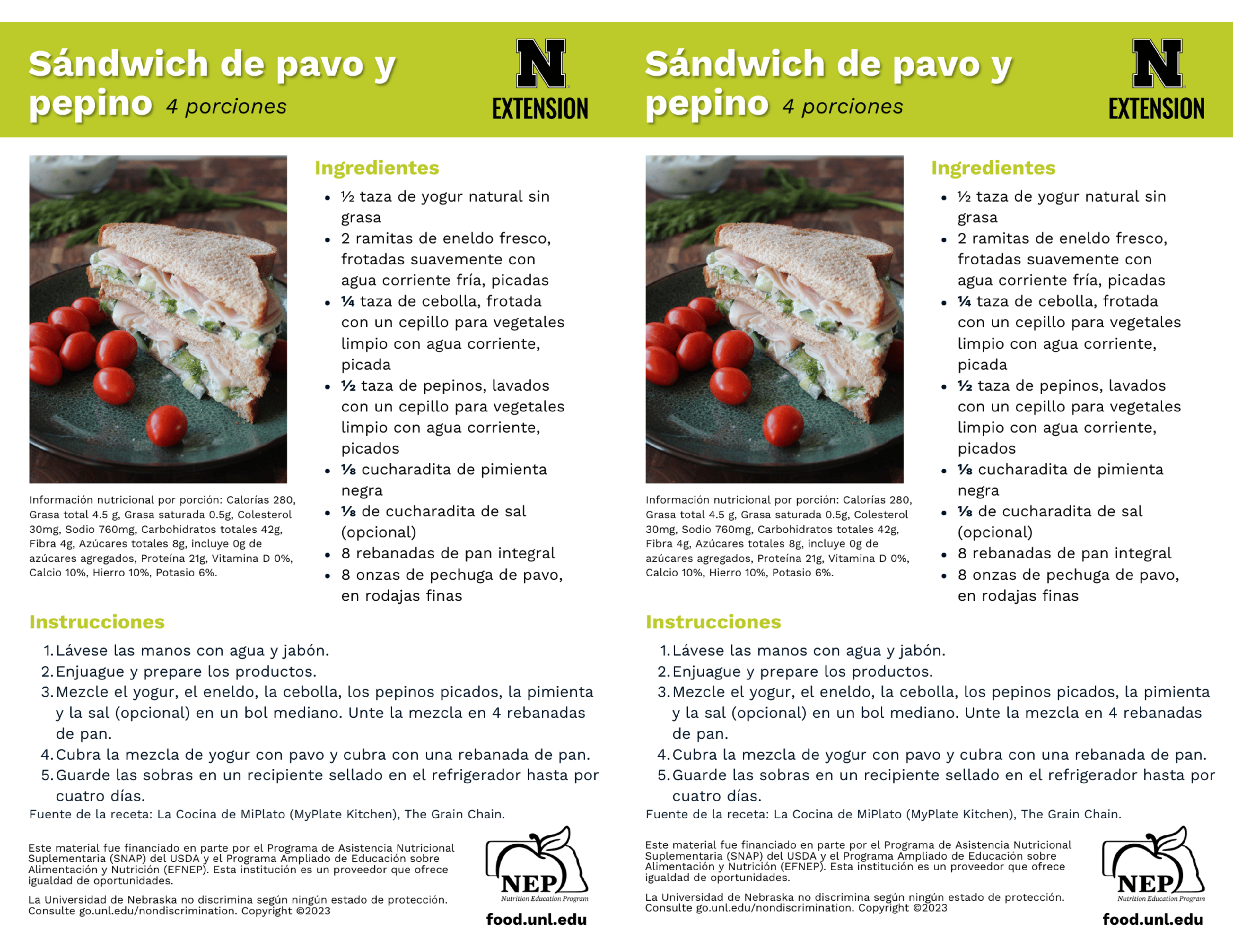 Handout - Cucumber - Spanish - Turkey and Cucumber Sandwich Recipes ...