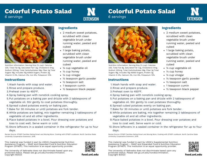 Handout - Sweet Potatoes - Colorful Potato Salad Recipes | UNL Food ...