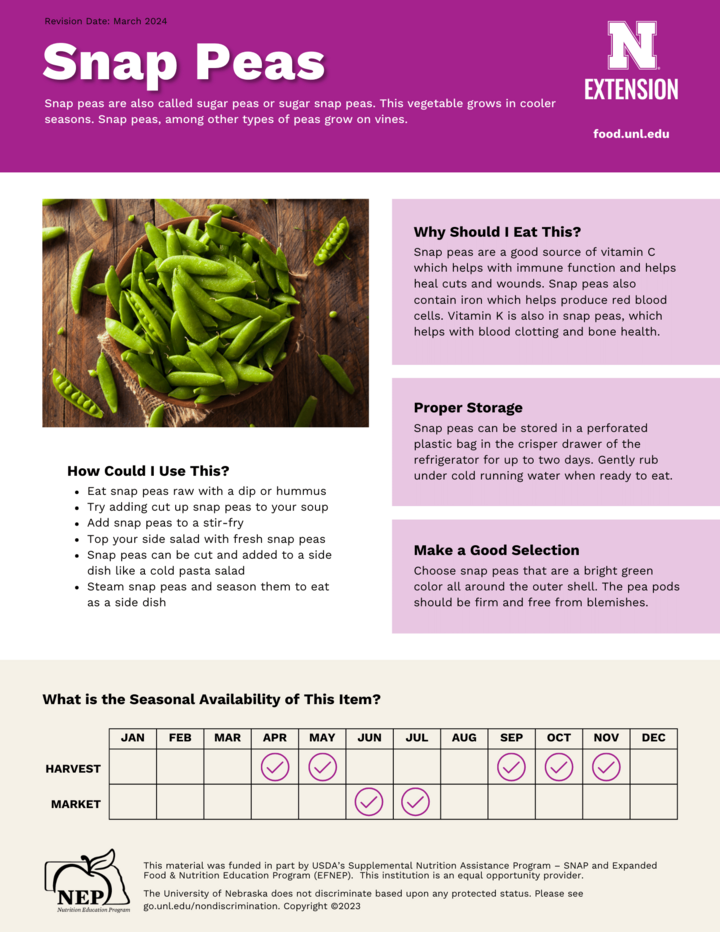 Handout - Snap Peas | UNL Food | Nebraska