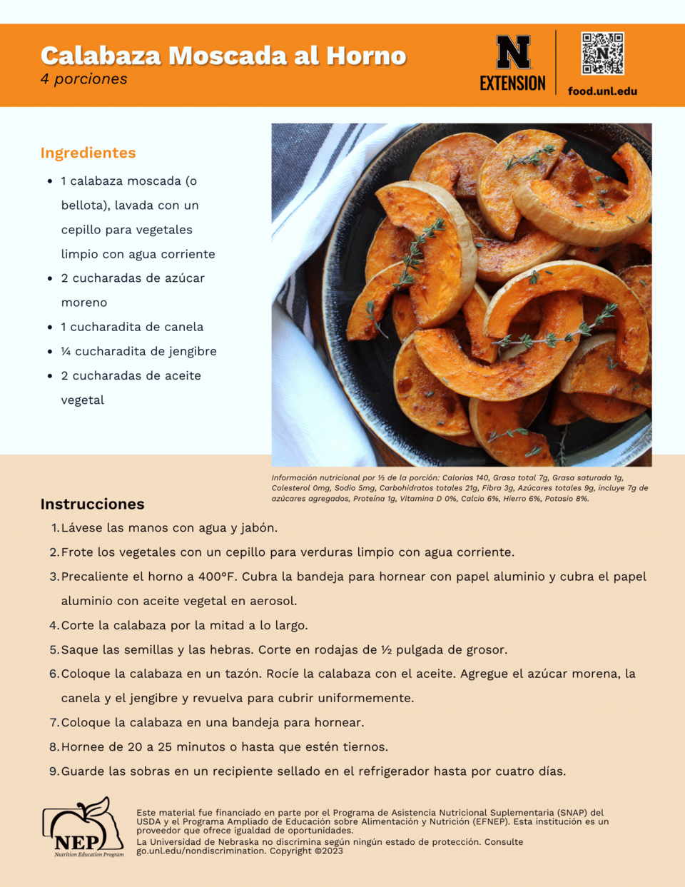 Handout - Winter Squash - Spanish - Baked Butternut Squash Recipe | UNL ...