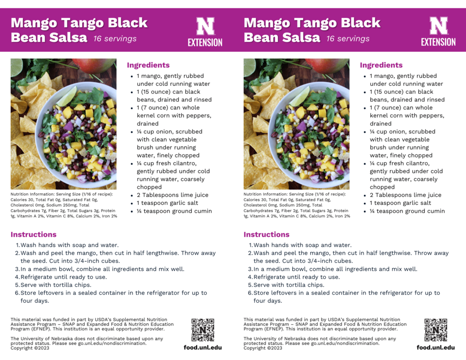 Handout - Fresh Herbs - Mango Tango Black Bean Salsa Recipes | UNL Food ...