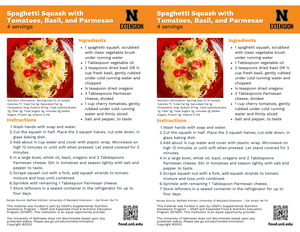 Handout - Winter Squash - Spaghetti Squash with Tomatoes and Basil ...